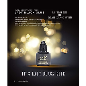 50 Pink + 2 Lady Black 5 ml - 3-4 Seconds Drying time - Retention 5-6 Weeks - Professional Use Only Strong Black Adhesive for Individual Semi-Permanent Extensions Latex Free