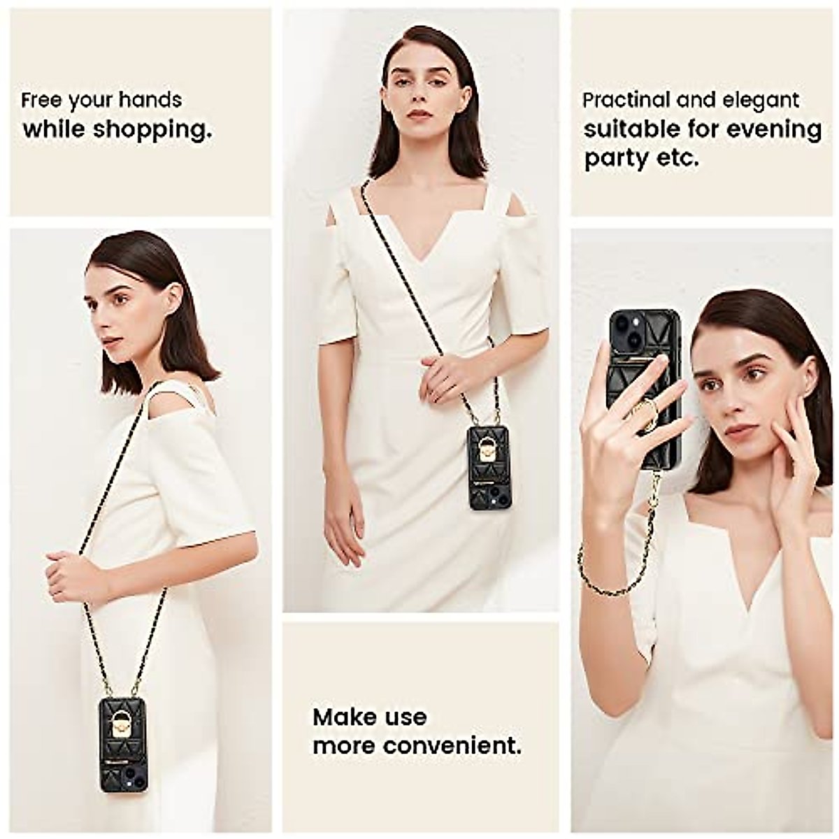 CUSTYPE Compatible with Phone 14 Plus Case Wallet with Card Holder,360 Rotation Ring [Two-Way Stand],Leather Zipper Wallet Case with Crossbody Strap for iPhone 14 Plus,6.7 Inch,Black