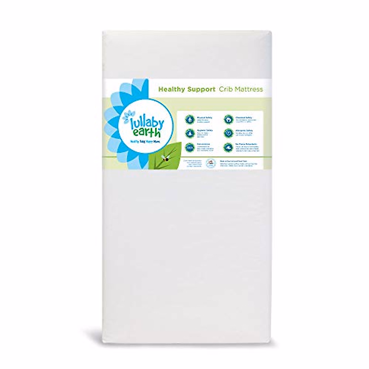 Lullaby Earth Non-Toxic Crib Mattress - Waterproof - Fits Standard Baby and Toddler Bed, White