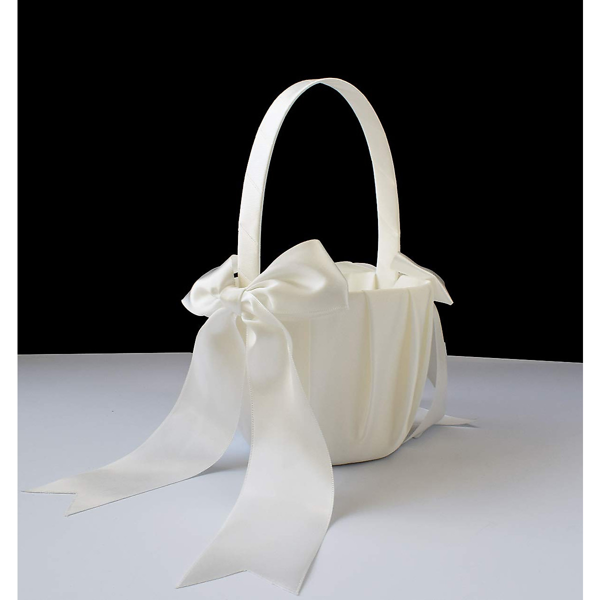 ATAILOVE 2 Pcs Flower Girl Basket Set- Cute Cherish Wedding Flower Baskets (Ivory)
