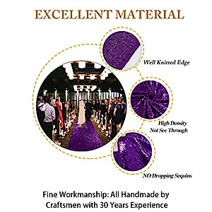 Purple Aisle Runner for Wedding 15FTx2FT Sequin Aisle Runner for Bride Glitter Sequin Fabric Aisle Runner for Wedding Ceremony Outside Royal Purple Carpet Aisle Runner for Party Graduation Birthday