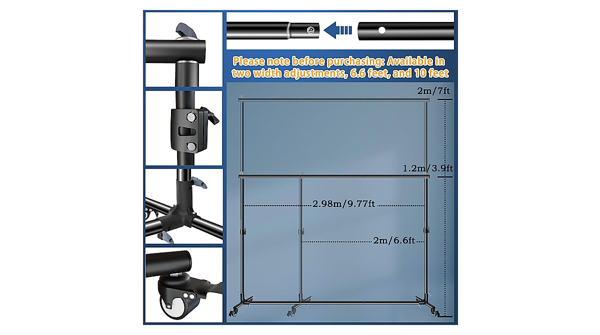 Heavy-Duty 10x7ft Backdrop Stand with Wheels for Photography & Events