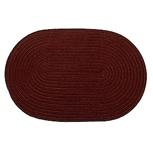Solid polypropylene Oval Braided Rug, 2 by 3-feet, Burgundy