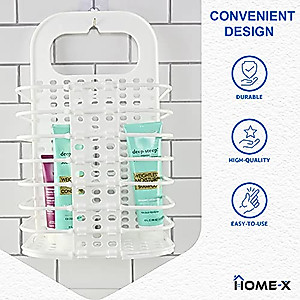 HOME-X Collapsible Laundry Hamper, Plastic Clothes Hamper and Collapsible Laundry Basket, Convenient Hanging Laundry Hamper, 18" L x 10 ½” W x 6 ½” H, White