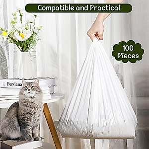Yunlly 100 Pcs Cat Litter Box Liners Compatible with LitterMaid 13 x 22 Inch Heavy Duty Cat Litter Bags Trash Liners with Handles for Use in Self Cleaning Litter Waste Trays Cat Pan Waste Bin