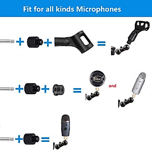 Microphone Clip, Mic Clamp Mount Holder compatible with Shure sm58 sm48 sm81 sm57 Mic, MV5,MV51,PGA52,Sennheiser E835,E945 E935,Nady DM-80 DM-70 Drum,Blue Yeti USB S X Nano microphones