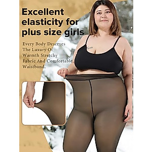 Plus Size Fleece Lined Tights Leggings Women,Warm Plus Size Tights Thermal Magic Leggings for Women Winter