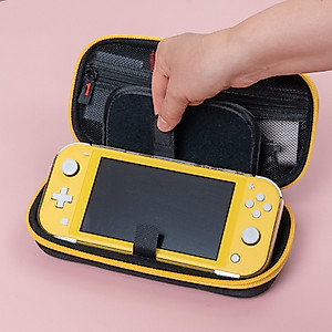 ButterFox Extra Large Carrying Case for Nintendo Switch Lite, Fits AC Adapter Charger, Compatible with JETech Protective Case and Most Grips, Game and Accessories Storage (Black/Yellow)