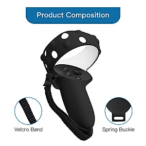 NANW Touch Controller Grip Cover Compatible with Oculus Quest 2, Handle Elastic Knuckle Silicone Straps Protective Skin Case Anti-Throw Handle Protective Sleeve for Quest 2-Black