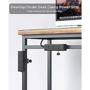 CCCEI Desk Side Clamp Power Strip with 9 Outlet, Desk Top Tube Edge Mount Outlet with USB-A and USB-C Ports, Under Desk Table Leg Widely Spaced Surge Protector Outlet Station, Fit 1.1 inch Edge, 6FT.