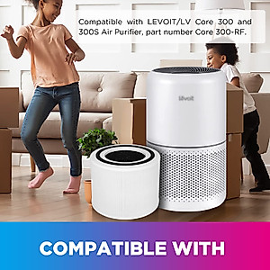 2 Pack Core 300 True HEPA Replacement Filters for LEVOIT Core 300 and Core 300S Vortex Air Air Purifier, 3-in-1 H13 Grade True HEPA Filter Replacement, Core 300-RF, White