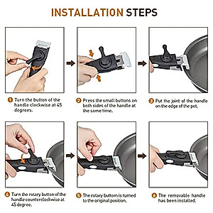 SHINEURI 3 Pieces Removable Handle Cookware, Stackable Pots And Pans Set, Nonstick Pot and Pan Set,Nonstick Frying Pans for Home & Camping, Dishwasher Safe, Oven Safe - 8/9.5 inch