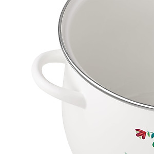 YQDSTE 12-Quart Enameled Steel Stockpot, Large, White, KYH-008