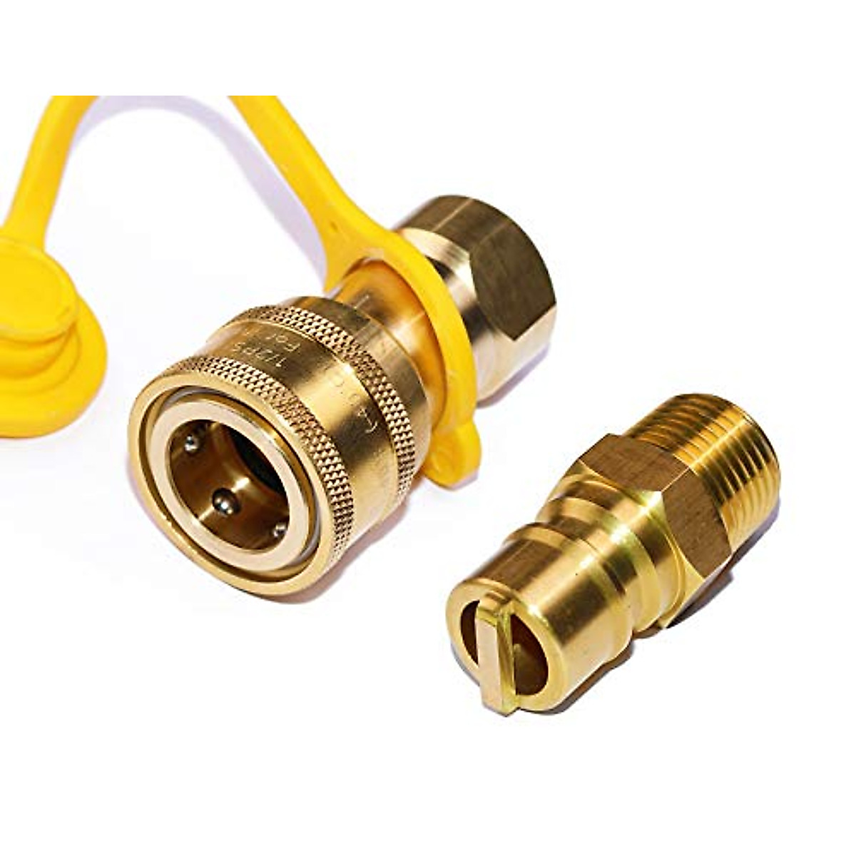 DOZYANT 1/2" QDD LP Gas Quick Connect Disconnect Connector & Male Insert Plug Solid Brass 1/2 PSIG Pressure Input 1/2 Ins & 1/2" Male NPT x 1/2 inch Natural Gas Propane Fitting Connector