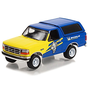 1996 Bronco XL Blue and Yellow Michelin Tires Blue Collar Collection Series 11 1/64 Diecast Model Car by Greenlight 35240 D