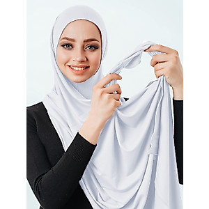 VeilWear No pins, cotton head scarf, instant hijab one piece, ready to wear muslim accessories for women (white)