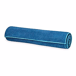 Gaiam Stay Put Yoga Towel Mat (Fits Over Standard Size - 68"L x 24"W), Lake