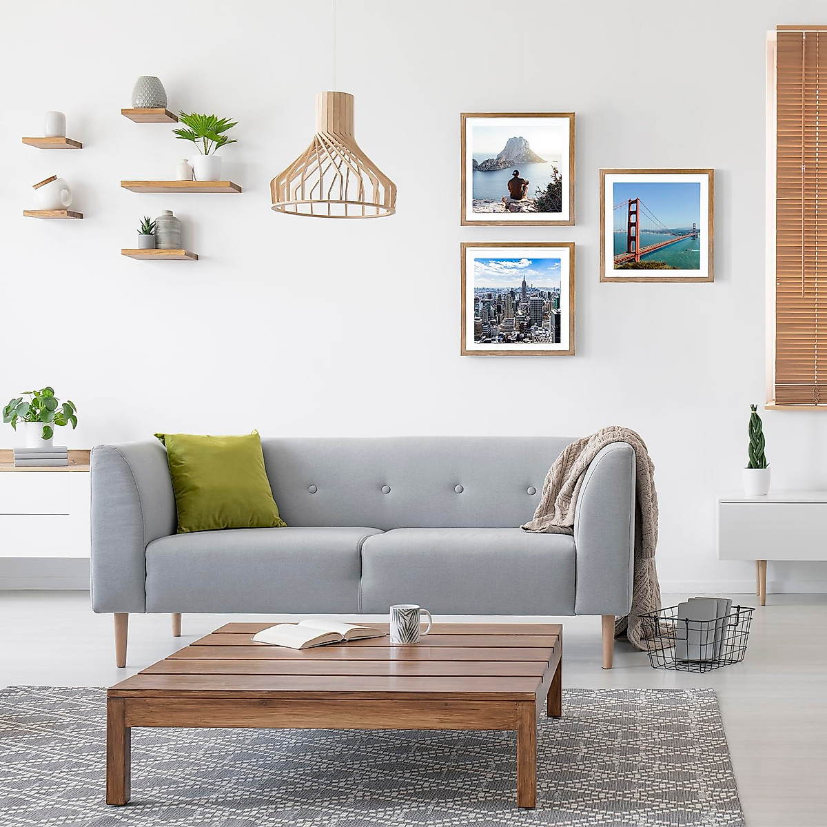 HEYTUYA 12x12 inch Picture Frame Rustic Brown for Wall Hanging, Poster Frame Display 10x10 inch with Mat or 12x12 Without Mat, Square Wall Gallery Photo Frame with Durable Shatter Resistant Plexiglas,