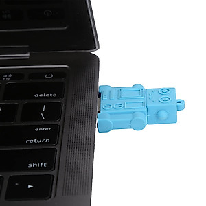 Cute USB Flash Drive, Novelty Cartoon Blue Robot Appearance Thumb Drive, Pendrive Memory Thumb Stick for Date Storage, Gifts for School Students Kids Children Teacher Collegue Employees (128GB)