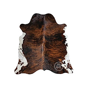 Genuine Dark Brindle Tricolor Cowhide Rug Size 6 x 6-7 ft. 180 x 210 cm