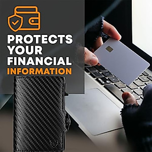 Card Blocr Pop Up Credit Card Wallet, RFID Blocking Credit Card Holder for men, Cool Wallets for Men in Carbon Wallet Design, Compact Card Holder Wallet for Secure Storage (Black PU Carbon Fiber)