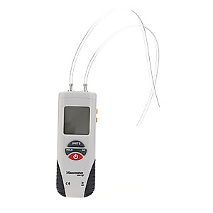 Digital Manometer, Portable Handheld Air Vacuum/Gas Pressure Gauge Meter 11 Units with Backlight, ±13.78kPa ±2PSI, Suitable for Differential Pressure of 1-2 Pipes, Ventilation HVAC