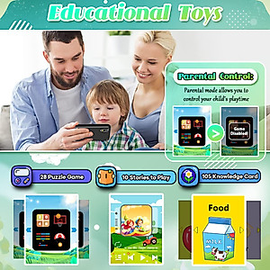 Kids Smart Phone Toys for Girls Boys Age 3-8 with HD Touchscreen Dual Camera 28 Games Habit Tracker Audible Story Audible Story Portable Learning Toy for Kids with 8G SD Card Birthday Gifts (Black)
