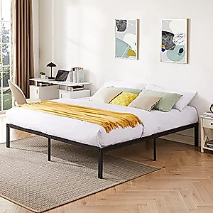 VECELO 14" King Metal Platform Bed Frame,Heavy Duty Steel Slat/Easy Assembly Mattress Foundation/No Box Spring Needed