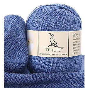 TEHETE Merino Wool Yarn for Knitting 3-Ply Soft Crochet Yarn