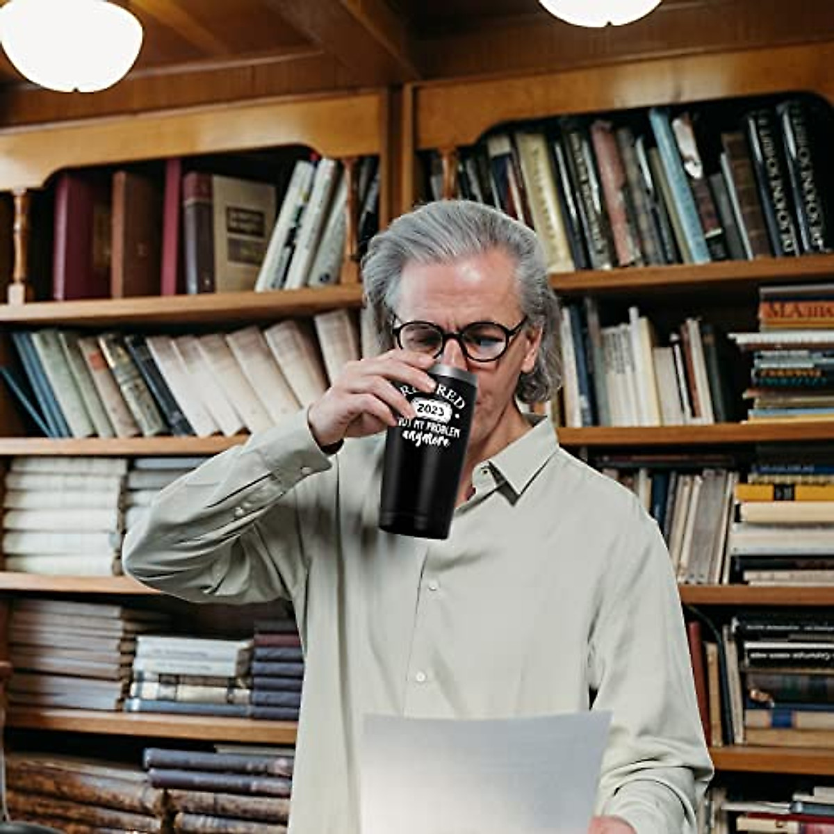 Gtmileo 2023 Retirement Gifts for Men, Retired 2023 Not My Problem Stainless Steel Insulated Travel Tumbler, Retirement Gifts for Men Him Coworkers Office Friends Colleague Teacher Dad(20oz, Black)