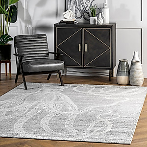 nuLOOM Thomas Paul Power loomed Octopus Area Rug, 9x12, Grey