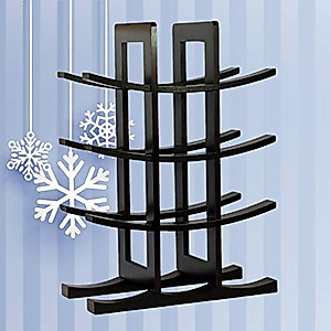 WINOMO Bamboo Wine Rack Wooden Wooden Tiered Wine Rack Free Standing Countertop Wine Storage Shelf Wine Bottle Storage Rack Organizer Holder ( Black )