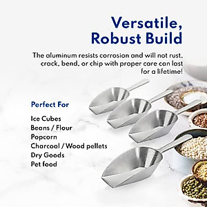 New Star Foodservice 34660 One-Piece Cast Aluminum Flat Bottom Bar Ice Flour Utility Scoop, 4-Ounce, SIlver