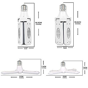 QUANXI 2 Packs LED Garage Lights 30W, 3000 Lumens, Ceiling Lights for Garage,E26 Tribright LED Ceiling Light, 3 Adjustable Panels Garage Light Bulb for Garage, Warehouse, Workshop, Basement