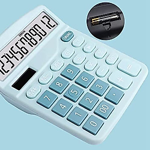 Upgraded Basic Standard Calculator 12-Bit Desktop Calculator with Large LCD Display and Sensitive Buttons for Office, School, Home and Business Use (Blue Calculator)