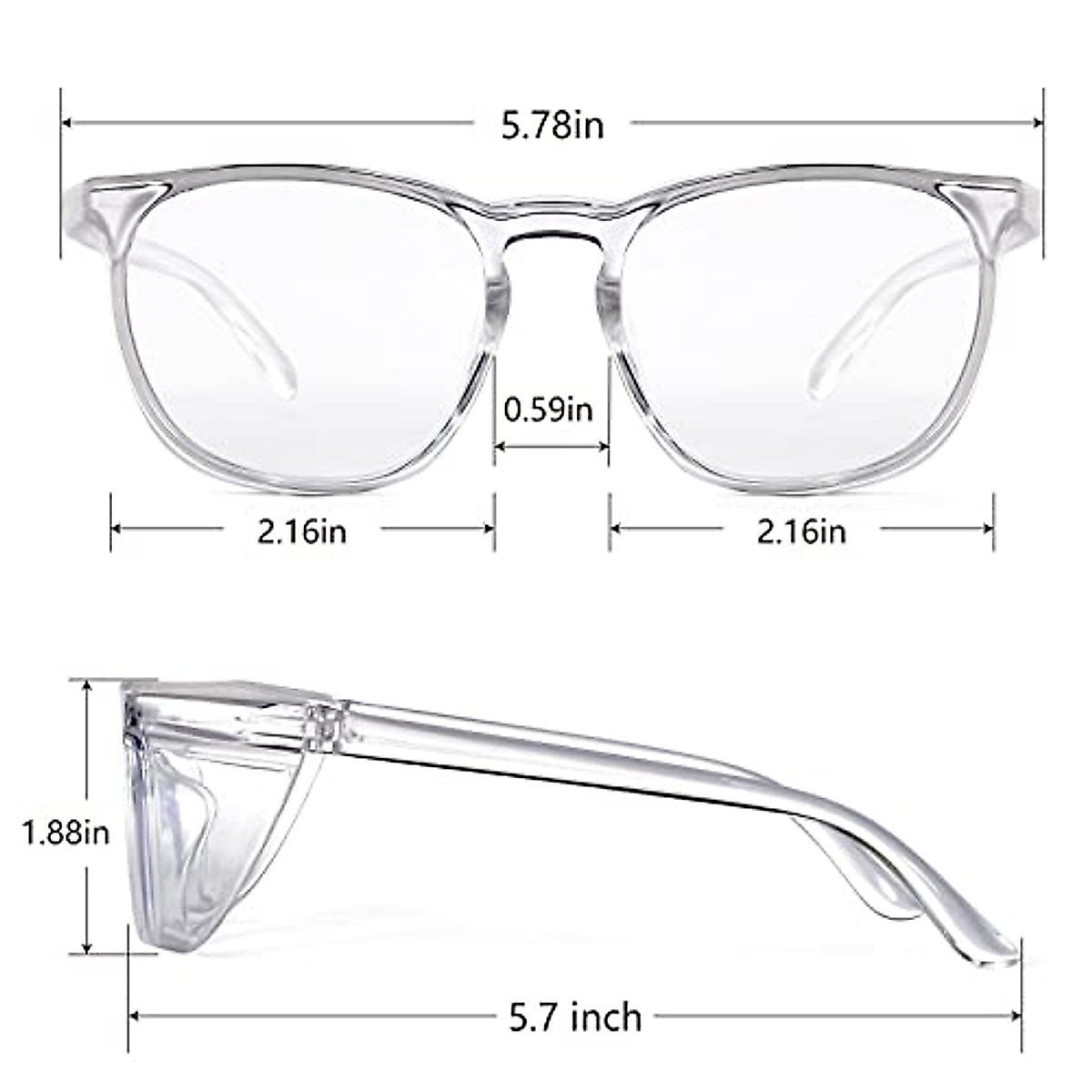 PSI Anti Fog Safety Glasses for Women Men, Cute Lab Stylish Anti-Scratch Protective Eyewear ，Blue Light Blocking Glasses Safety Goggles for Nurses Clear