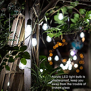 60ft Cool White LED Outdoor String Lights, Waterproof Festoon Light, 20 x Hanging Sockets with Shatterproof Light Bulbs for Backyard Garden Patio Pergola Gazebo Bistro Christmas Tree Wedding Party