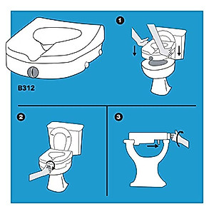 Carex E-Z Lock Raised Toilet Seat, 5 Inch Height, Toilet Seat Riser For Elderly and Handicap, Round Or Elongated Toilets, Elevated Toilet Seat and Toilet Riser For Seniors, Handicapped