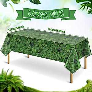 YIDAKO 3Pcs Green Moss Plastic Tablecloths Green Grass Green Leaf Table Cloth Disposable Rectangle Table Cover for Picnic Nature Forest Jungle Theme Party Decorations, 54 X 108inch