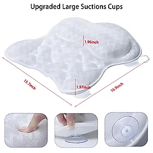 Bath Pillow, Tub Pillow for Bathtub Support Neck,Head and Back with Strong Non-Slip Suction Cups and Comfortabl 3D AirMesh Bath Pillow for Men and Women