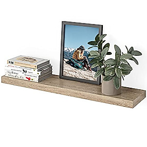 Ballucci Floating Shelf Extra Wide, 35.5" Wood Wall Mount Ledge with Invisible Bracket for Living Room, Bathroom, Kitchen, Nursery, 8" Deep, Oak Finish