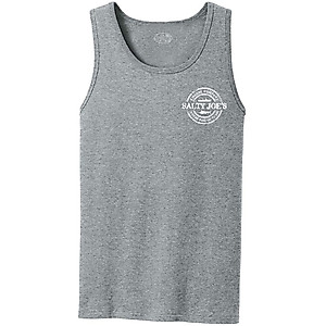 SALTY JOES Men's Fishing Co. Logo Cotton Tank Tops-XL-AthleticHeather/w