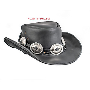 Funk Plus Hat Band Oval Concho Genuine Leather USA Made For Tophat Slash Hat Cowboy Steampunk Cosplay