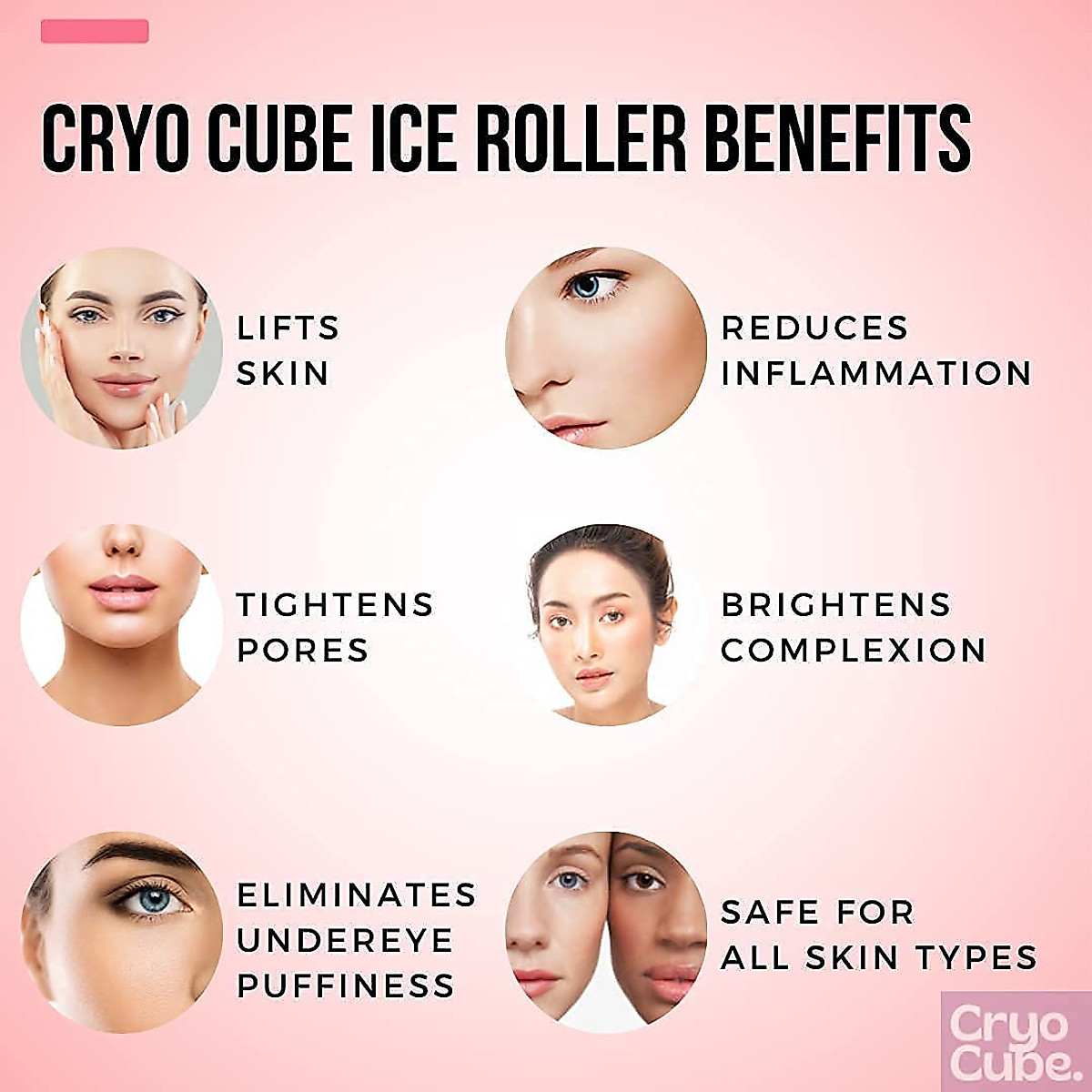 Cryo Cube Ice Roller for Face, Eyes and Neck Naturally tone and tighten skin, de-puff eye bags, add a healthy glow Cryotherapy for face and neck which helps enhance skin elasticity (Pack of 1)
