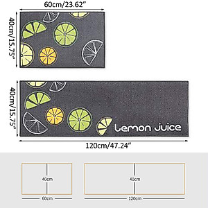 Dingtuo 2Piece Kitchen Floor Mat Anti Fatigue Doormat Kitchen Runner Rug Standing Mats Set Lemon One Size