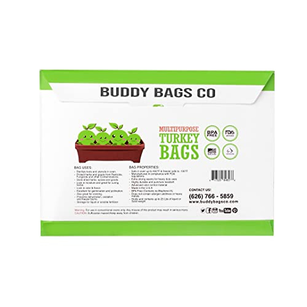 Buddy Bags Co Multipurpose Turkey Oven Bags - Made in USA - 19" x 24.5" - 10 Pack
