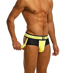 JOKDEILY Men's Jockstrap Athletic Supporters,4-Pack Mesh Cotton Breathable Underwear(Multi, L(31"-33"))