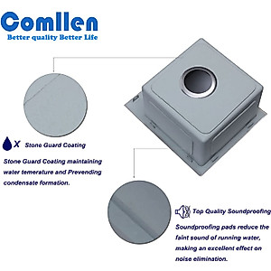 Comllen 15 x 15 inch Top-mount Stainless Steel Drop in Bar Sink, Single Basin Small Kitchen Sink for Outdoor Wet Bar Prep RV Yard Office Laundry Utility with Drain