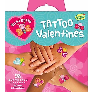 Peaceable Kingdom Butterfly Temporary Tattoo Super Valentine Card Pack