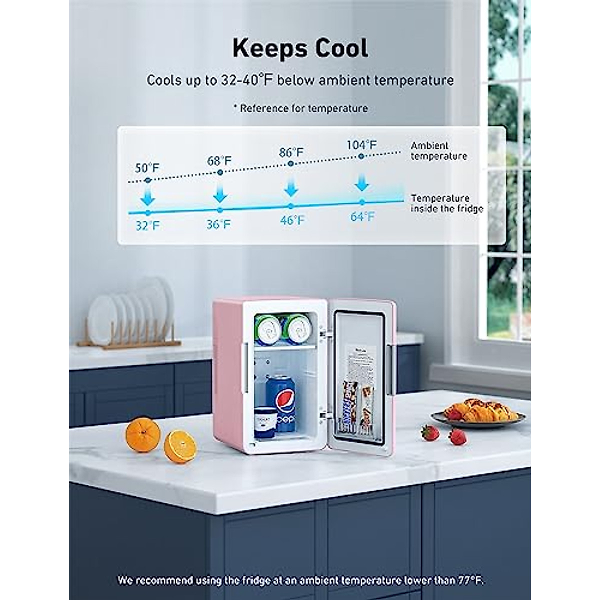 AstroAI Mini Fridge 2.0 Gen, 6 Liter/8 Cans Makeup Skincare Fridge 110V AC/ 12V DC Portable Thermoelectric Cooler and Warmer Little Tiny Fridge for Bedroom, Beverage, Cosmetics LY2206A (Pink)